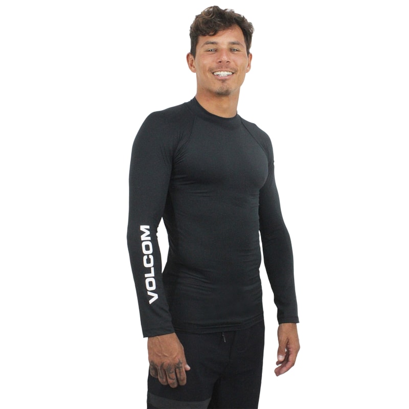 Camiseta de Lycra Volcom Lido Stone Manga Longa Black - Surf Alive