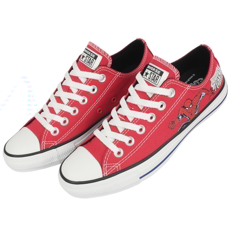 Tênis Converse Chuck Taylor All Star Homem Aranha Vermelho Preto Branco ...