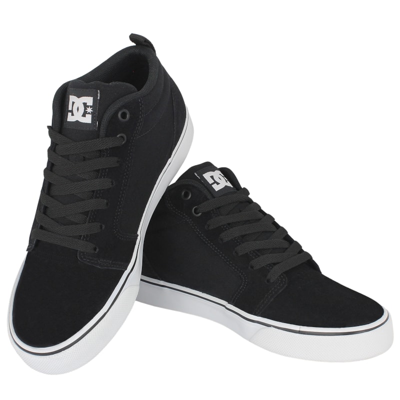 Tênis DC Shoes Anvil LA Mid Black Black White - Surf Alive